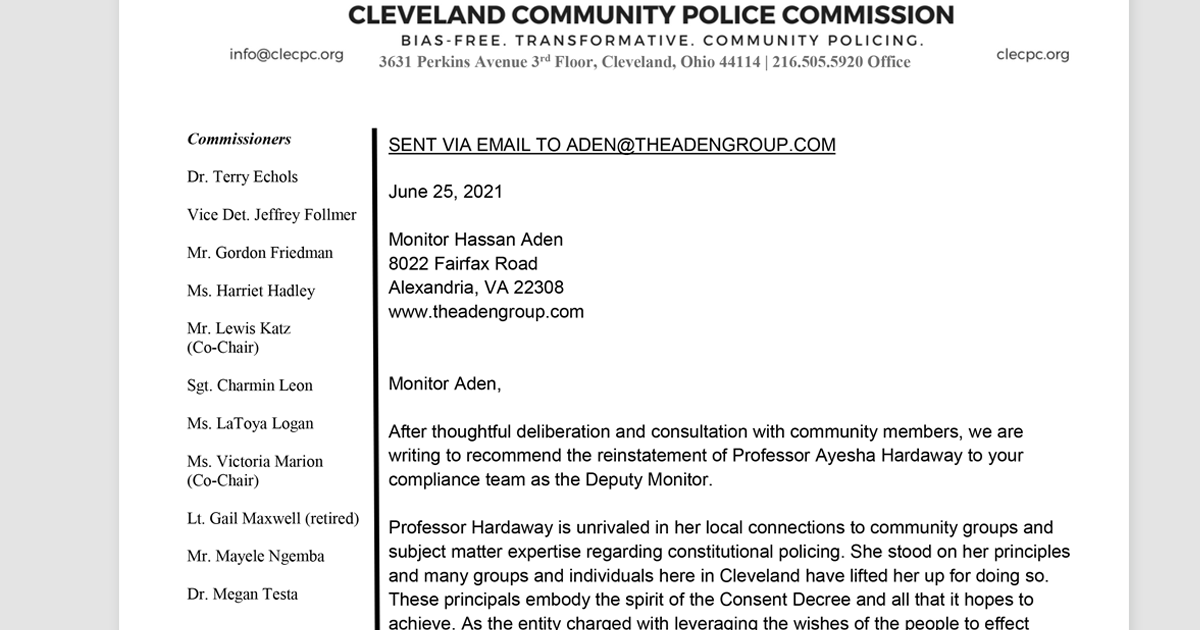 CPC Recommends Reinstatement of Professor Ayesha Hardaway as Deputy ...